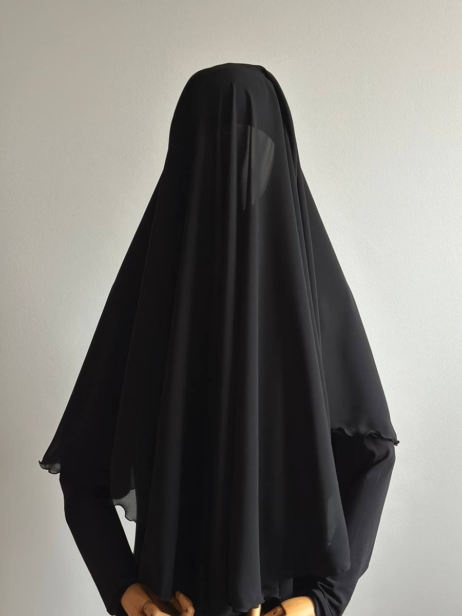 Black luxury chiffon layers veil, Hajj niqab burqa – ScarfTurbanHijab