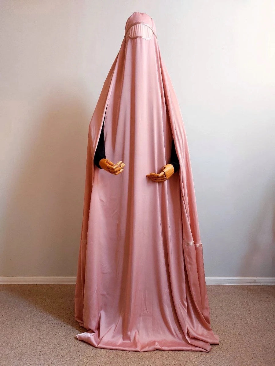 Blush pink color silk Afghan burqa cape, full niqab veil, Saudi abaya ...