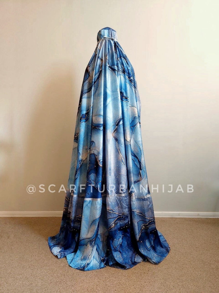 Luxury elegant Afghan burqa, silk khimar cape with unique pattern, cha ...
