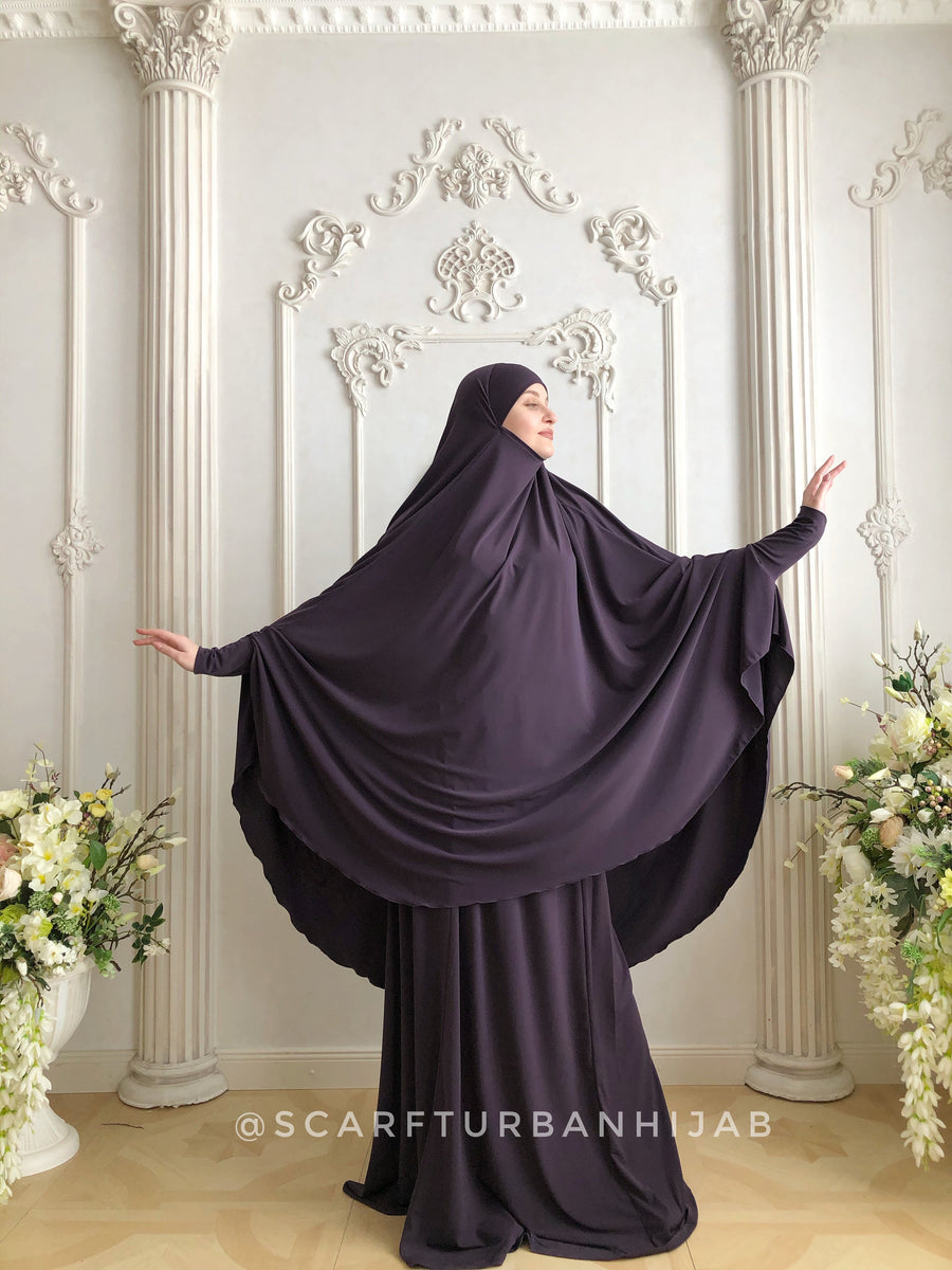 Eggplant Khimar niqab transformer with skirt – ScarfTurbanHijab
